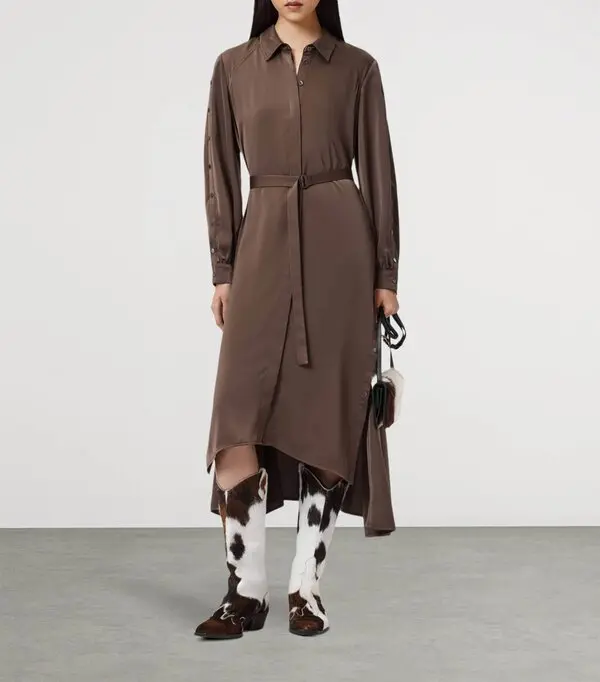 ALLSAINTS Satin Lexi Midi Shirt Dress