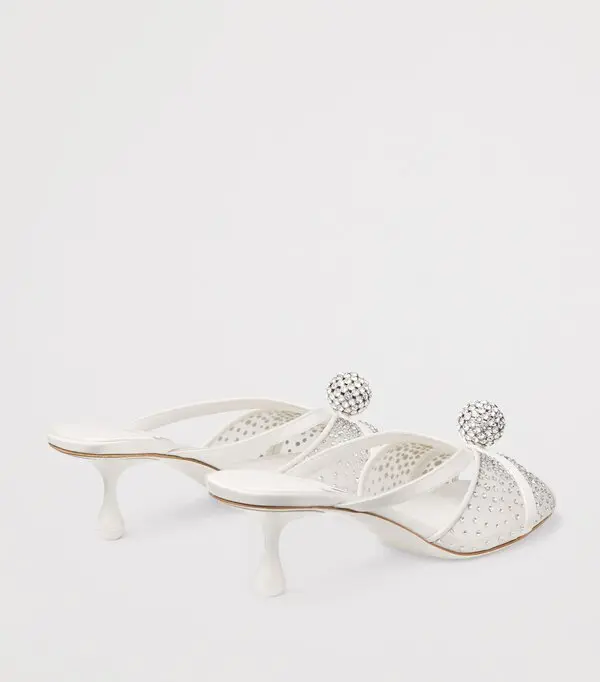 JIMMY CHOO Siva 50 Embellished Heeled Mules - Ivory