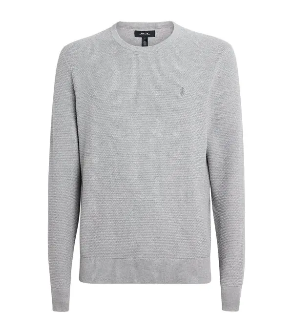 Rlx Ralph Lauren Textured Cotton-blend Crew Neck Sweater