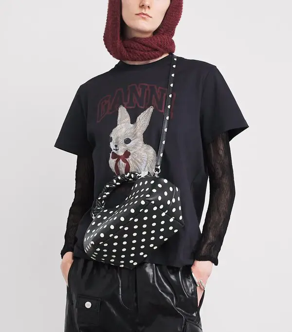 GANNI Small Polka-dot Bou Top-handle Bag - Black