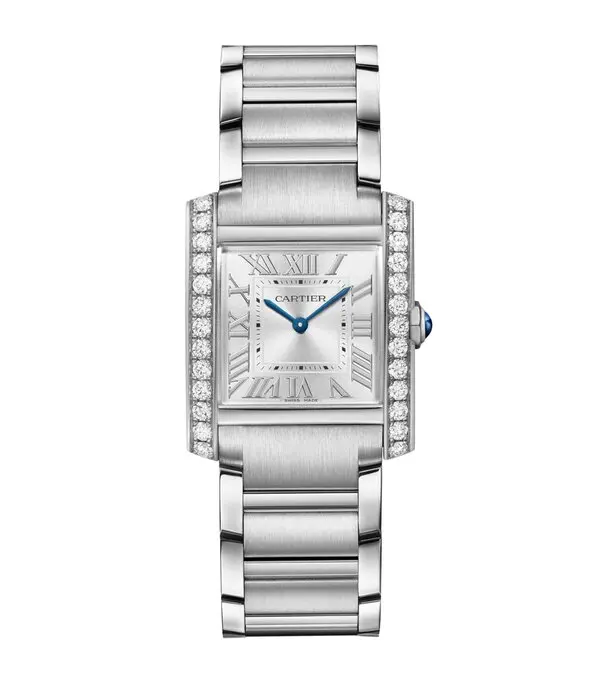 Cartier Medium Stainless Steel And Diamond Tank Française Watch - Silver