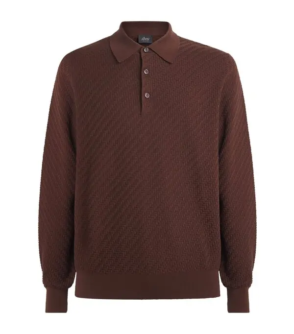 Brioni Cotton-silk-cashmere Woven Polo Shirt