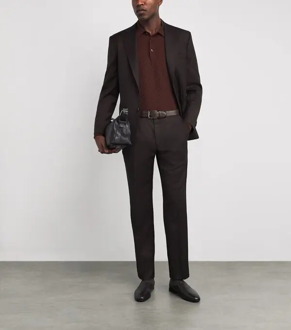 Brioni Cotton-silk-cashmere Woven Polo Shirt
