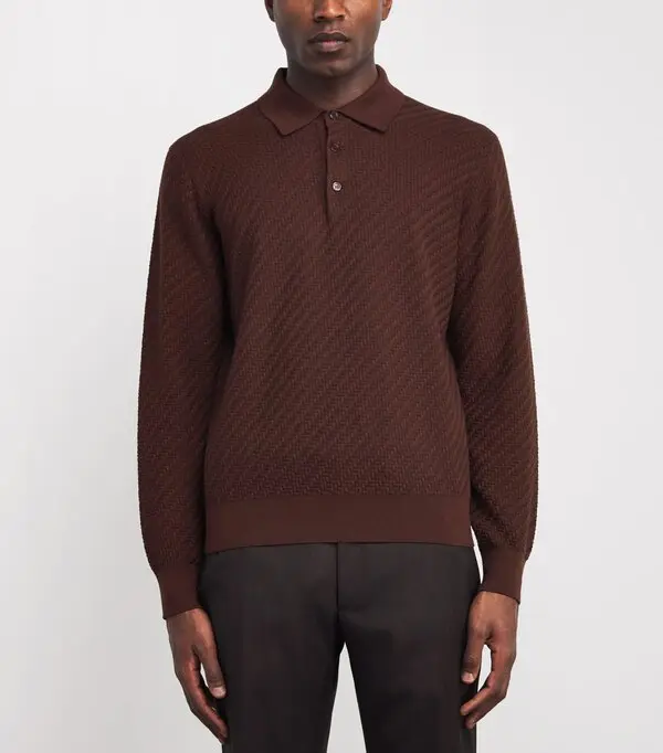 Brioni Cotton-silk-cashmere Woven Polo Shirt