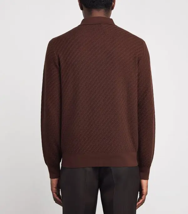 Brioni Cotton-silk-cashmere Woven Polo Shirt