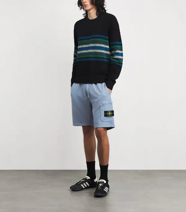 Stone Island Organic Cotton Fleece Shorts - Blue