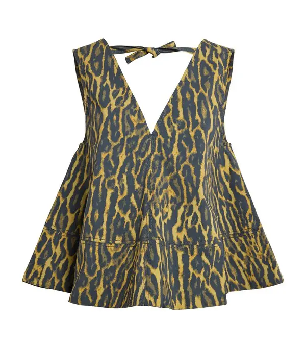 GANNI Organic Cotton Leopard Blouse