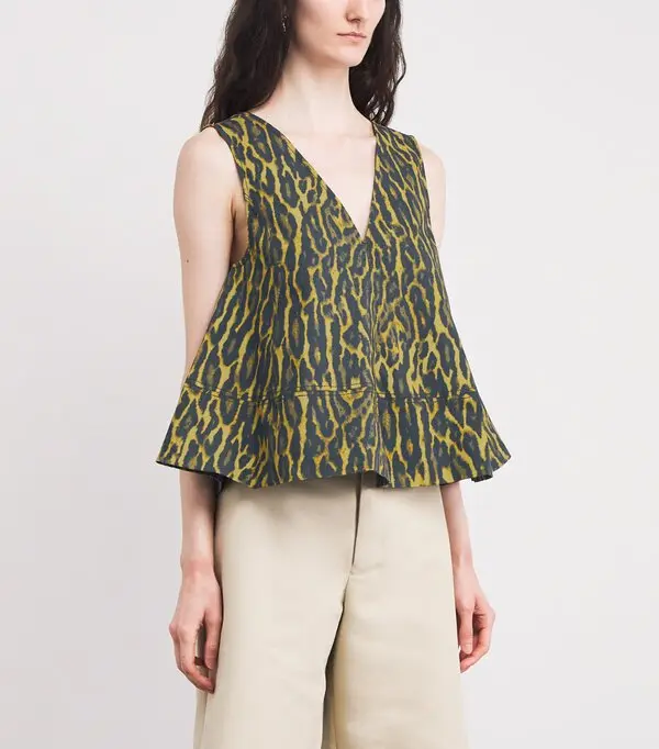 GANNI Organic Cotton Leopard Blouse