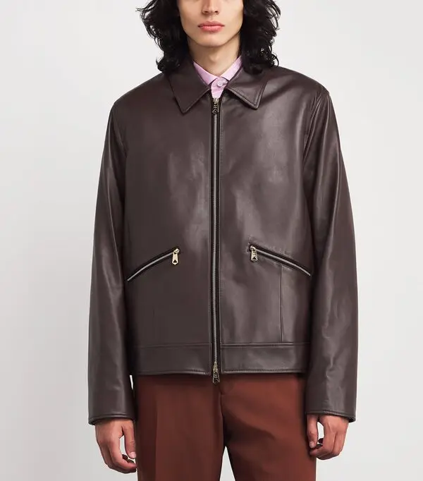 Paul Smith Nappa Leather Jacket - Brown