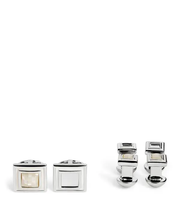 Tateossian Thompson Mother-of-pearl Mosaic Cufflinks And Studs Set - Silver