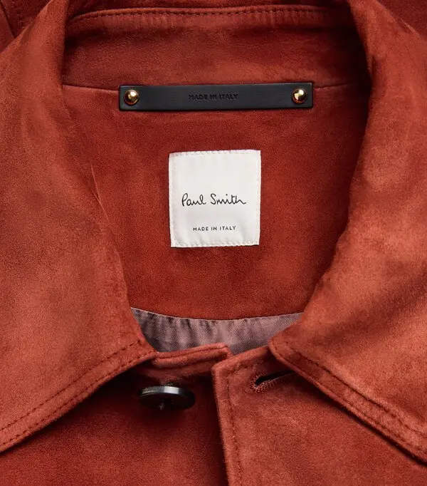 Paul Smith Suede Trucker Jacket With Pleated Detail - Red