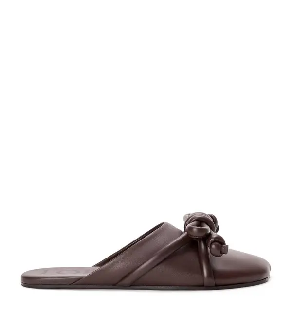 Loewe Lambskin Flamenco Knot Mules - Brown