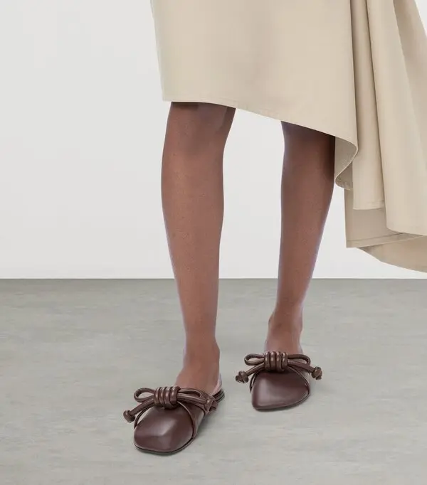 Loewe Lambskin Flamenco Knot Mules - Brown
