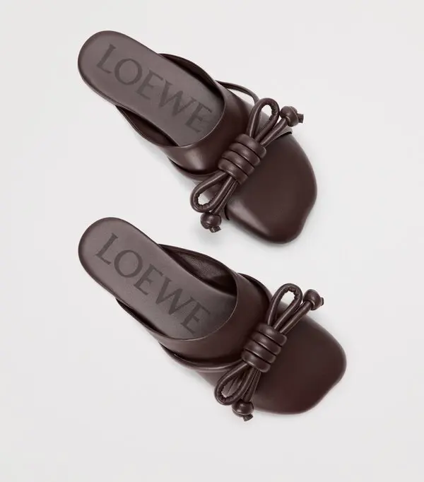 Loewe Lambskin Flamenco Knot Mules - Brown