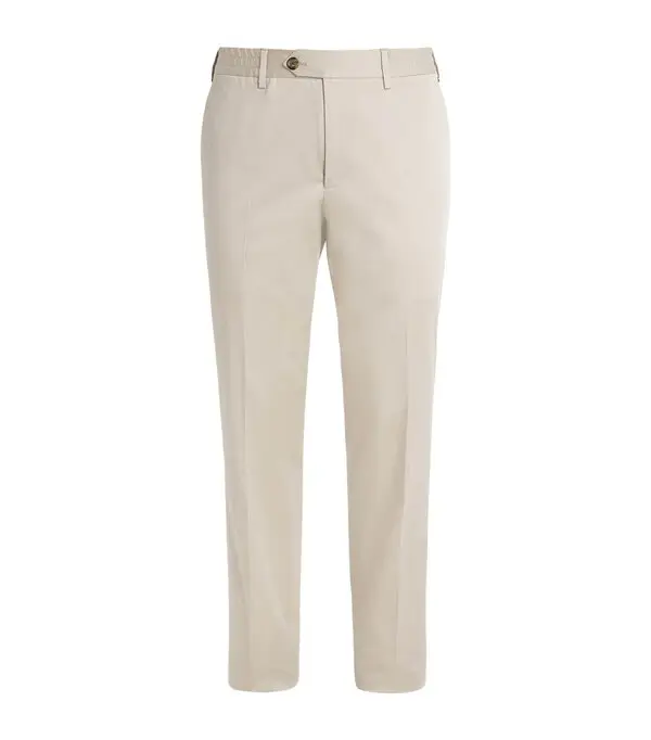 LARDINI Stretch-cotton Tailored Trousers - Beige