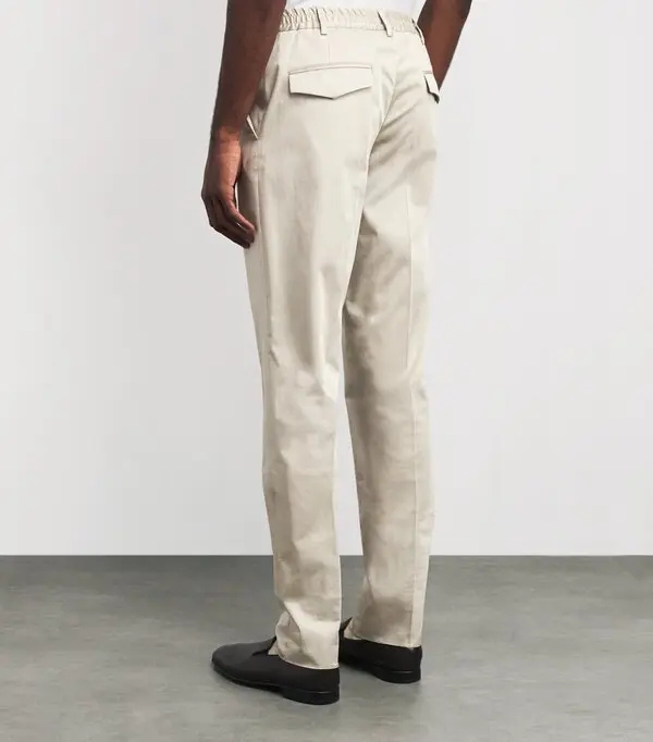 LARDINI Stretch-cotton Tailored Trousers - Beige