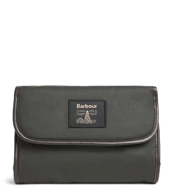 Barbour Wax Hanging Wash Bag - Green