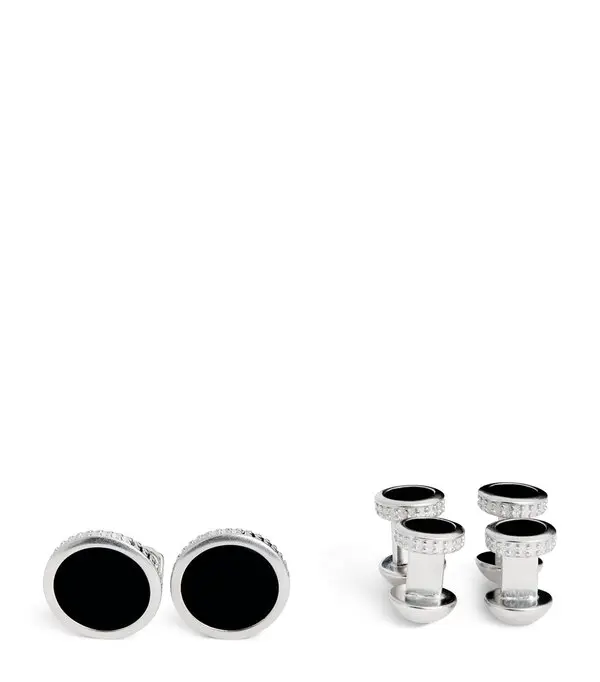 Tateossian Thompson Agate Cufflinks And Studs Set - Black