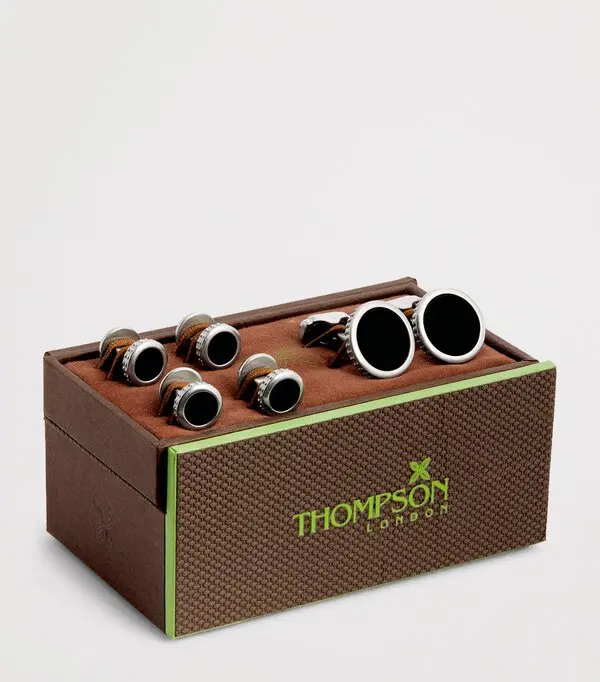 Tateossian Thompson Agate Cufflinks And Studs Set - Black
