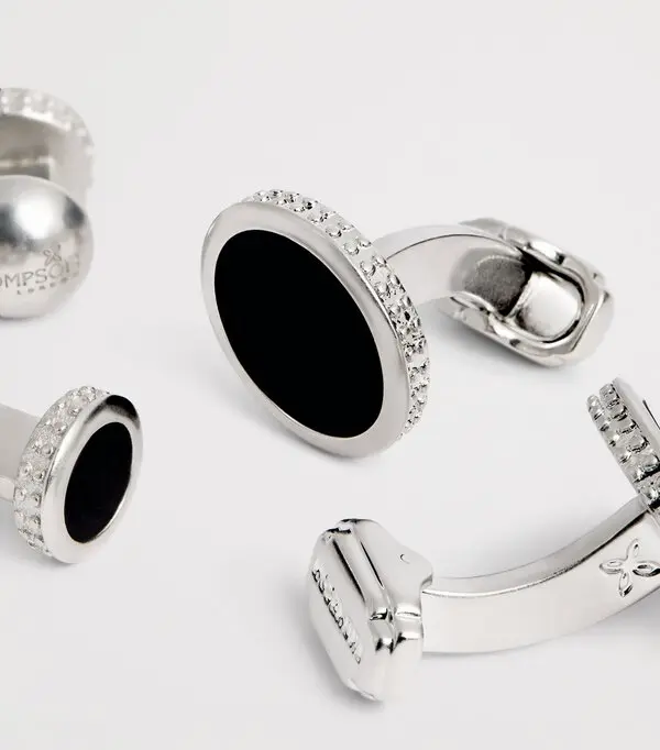 Tateossian Thompson Agate Cufflinks And Studs Set - Black
