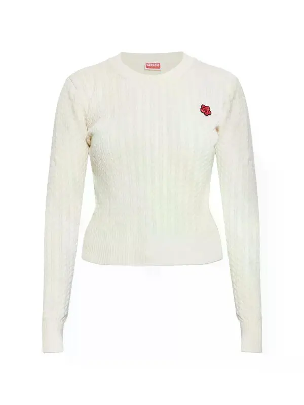 Kenzo Cable-knit Sweater With Flower Patch