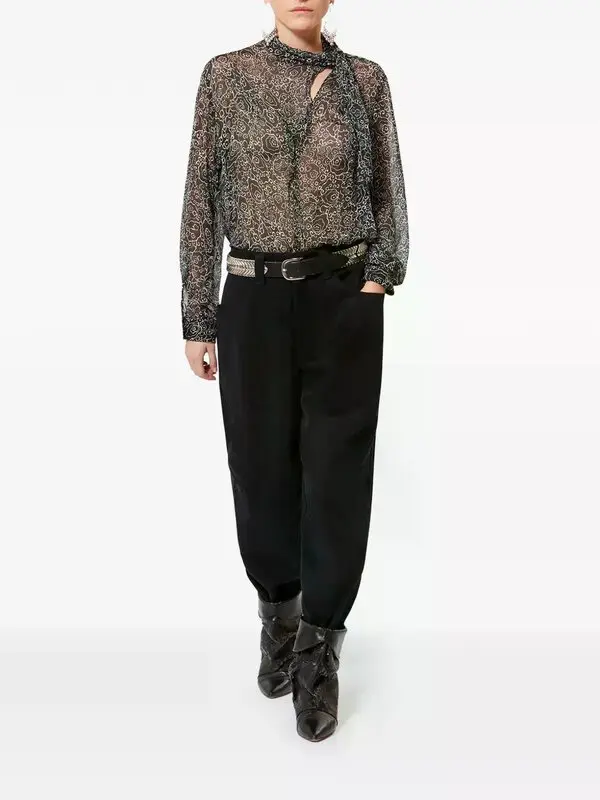 MARANT ETOILE Leona Floral Print Top - Black