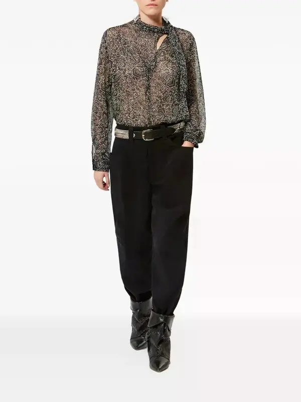 MARANT ETOILE Leona Floral Print Top - Black