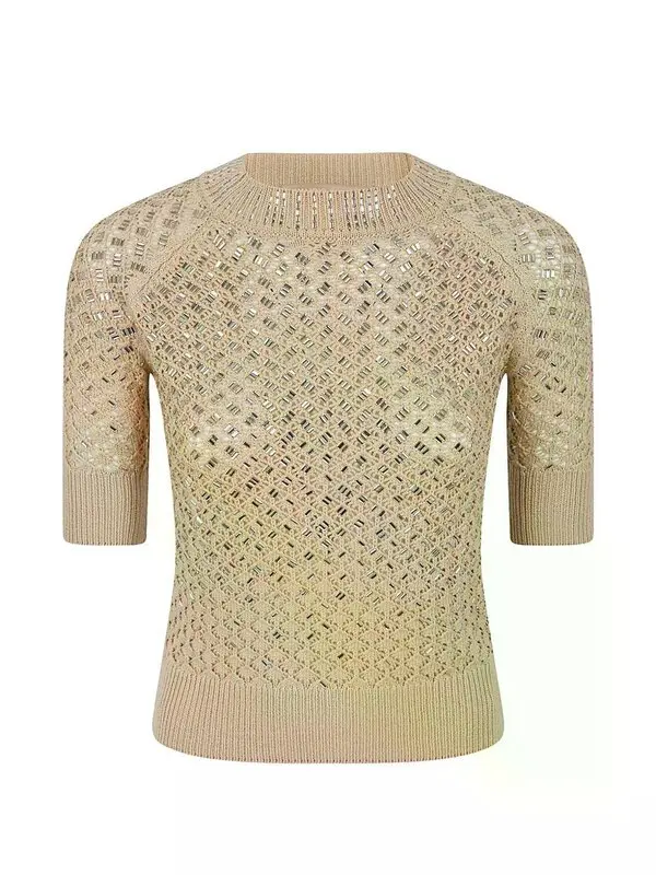 Ermanno Scervino Embellished Open Knit Sweater