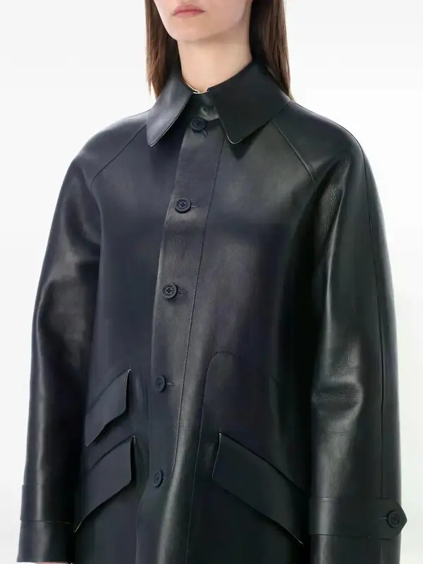 Ralph Lauren Buttoned Leather Coat