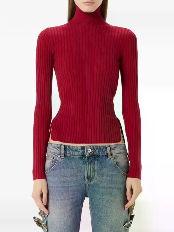 Blumarine Ribbed-knit Turtleneck Sweater