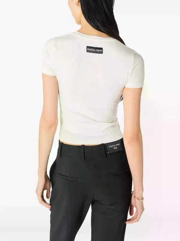 MARINE SERRE Baby Fit T-shirt With Logo - Neutrals