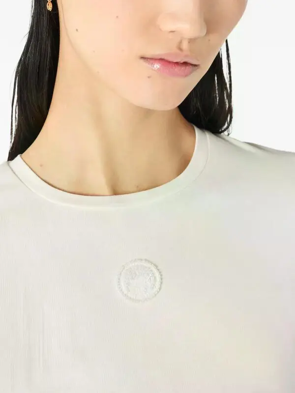 MARINE SERRE Baby Fit T-shirt With Logo - Neutrals