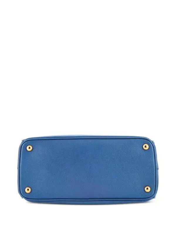 Prada Double Zip Lux Saffiano Leather Small Tote Bag - Blue
