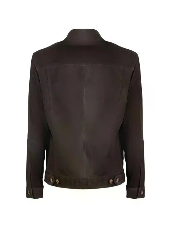 VOLFAGLI FIRENZE Plutone High-collar Suede Jacket - Brown