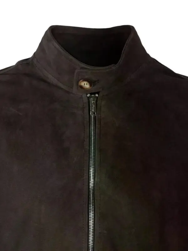 VOLFAGLI FIRENZE Plutone High-collar Suede Jacket - Brown