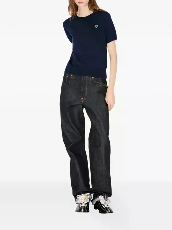Kenzo Flower-badge Short-sleeve T-shirt - Blue