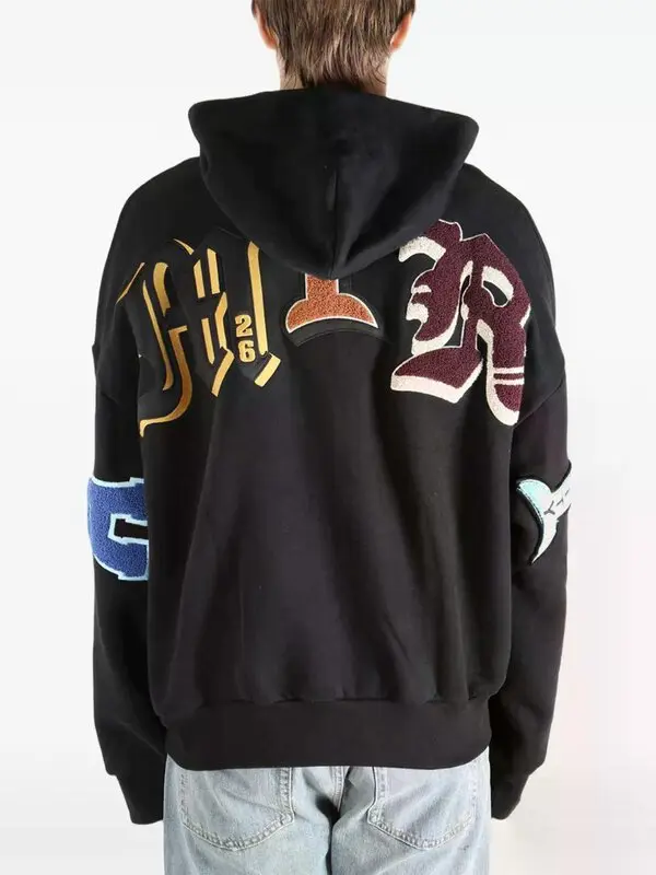 Amiri Varsity Patch Zip Hoodie In Black | Editorialist