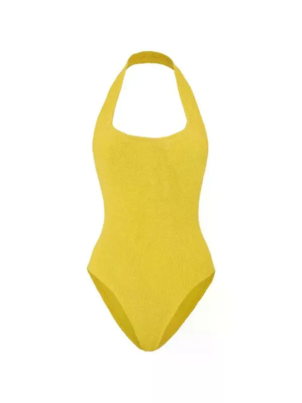 Hunza G Sandy Round-neck One-piece Swimsuit - Yellow