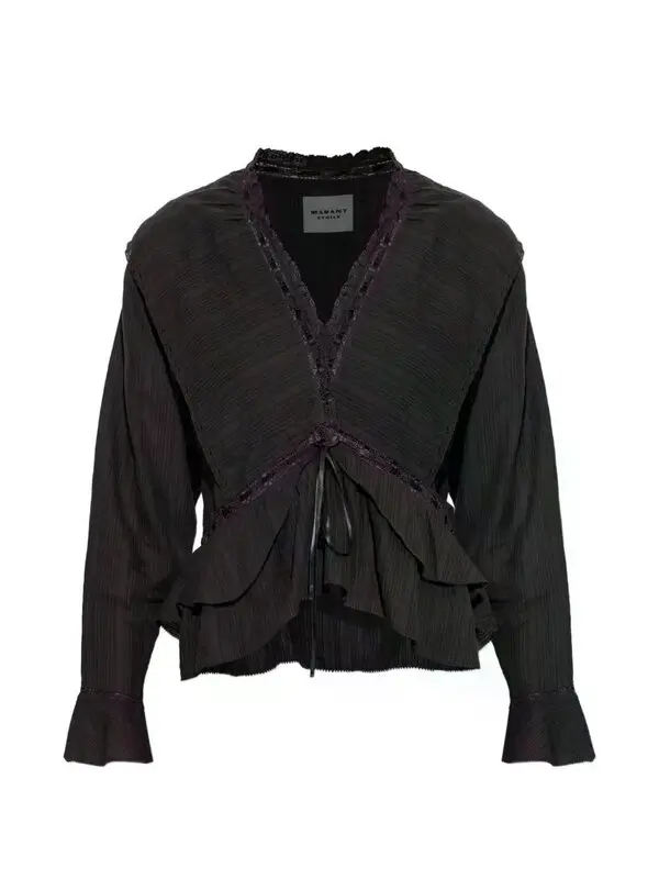 MARANT ETOILE Lace-ruffled Blouse - Black