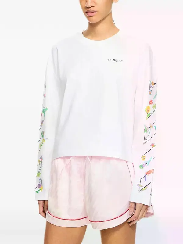 Off-White Floral Print Long-sleeve T-shirt