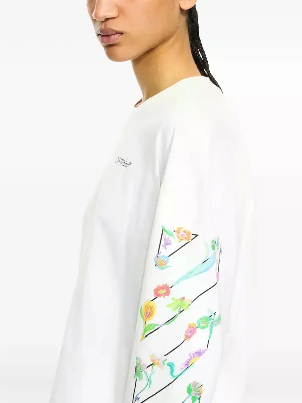 Off-White Floral Print Long-sleeve T-shirt
