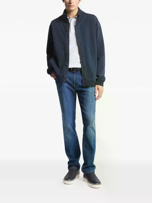 FAY Cotton Piqué Bomber Jacket - Blue