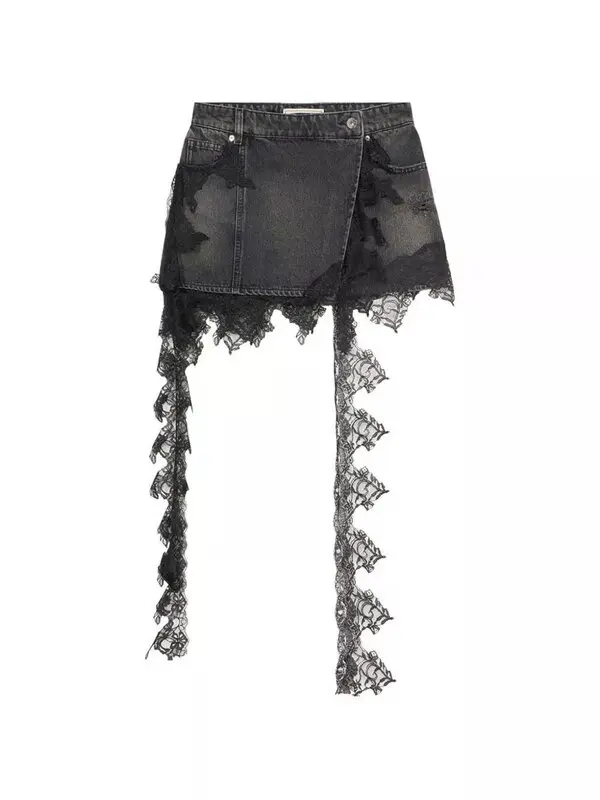 Blumarine Lace Panel Denim Mini Skirt