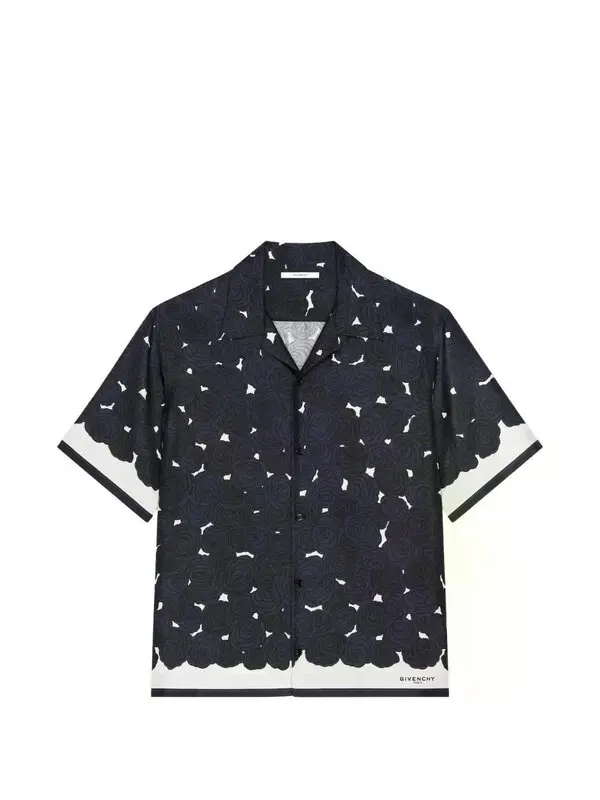 Givenchy Shirt In Silk With Flowers Print - Blue