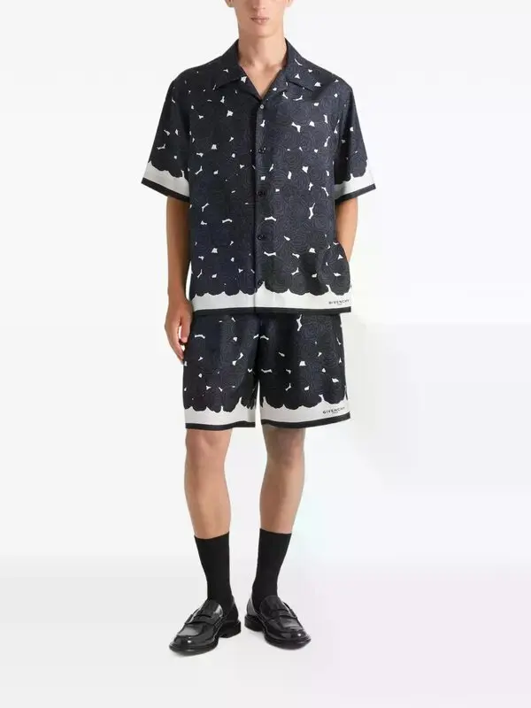 Givenchy Shirt In Silk With Flowers Print - Blue