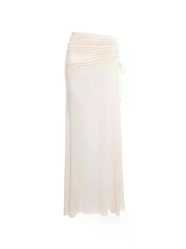 MANURI Maxi Skirt With Drawstring Detail - Neutrals