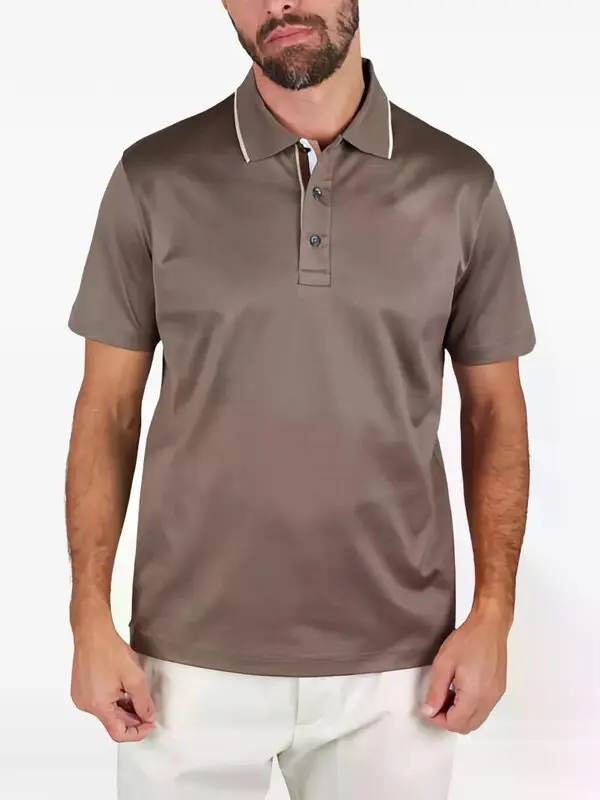 Paul & Shark Striped Cotton Polo Shirt - Brown