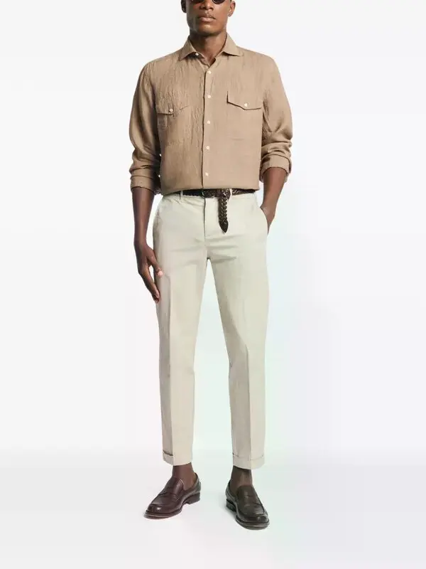 FAY Rolled-hem Capri Trousers - Neutrals