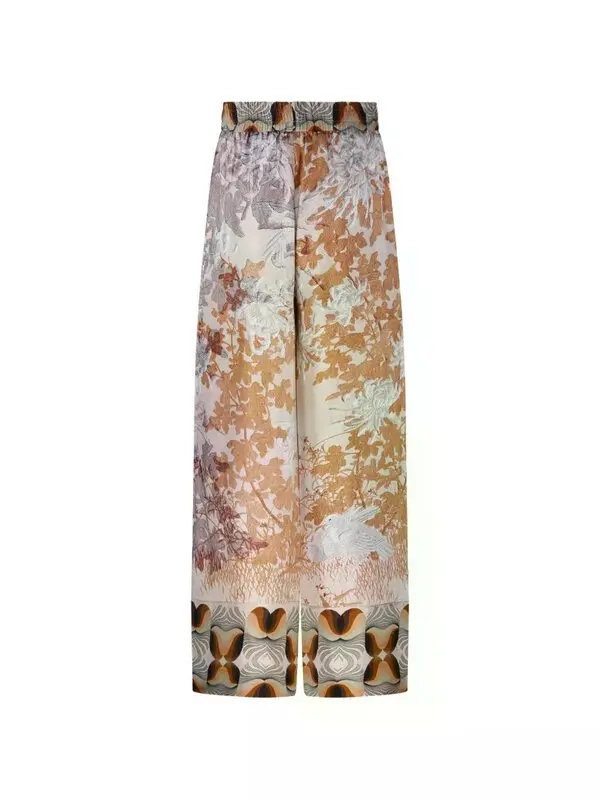 PIERRE-LOUIS MASCIA Cialda Floral-print Trousers - Neutrals