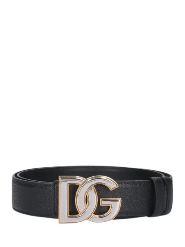 Dolce & Gabbana Belt With Logo Buckle - Black